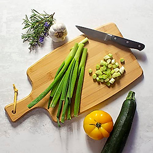 Totally Bamboo UV Printed Faux Marble Serving Paddle, Bamboo Cutting Board with Handle for Kitchen and Charcuterie Boards