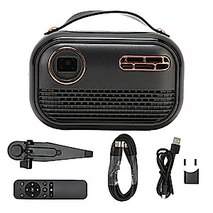 Video Projector, 3D Image 5G WIFI 4K Support Mini Projector for Outdoor for Car (Black)