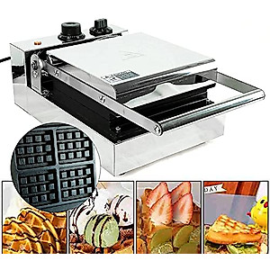 1300W Commercial Stainless Steel Waffle Maker 4Pcs Square Nonstick Electric Waffle Machine With Temperature And Time Control For Home Or Commercial Use Restaurant Bakeries Snack Family