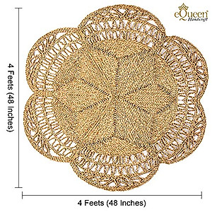 Round Rug 4ft, Seagrass Rug for Area Rugs, Rattan Decor, Boho Carpets and Rugs Living Room and Dining Room Rugs for Under Table, Farmhouse Area Rug, Jute Rug Round, Circle Rug for Wall Decor 4ft