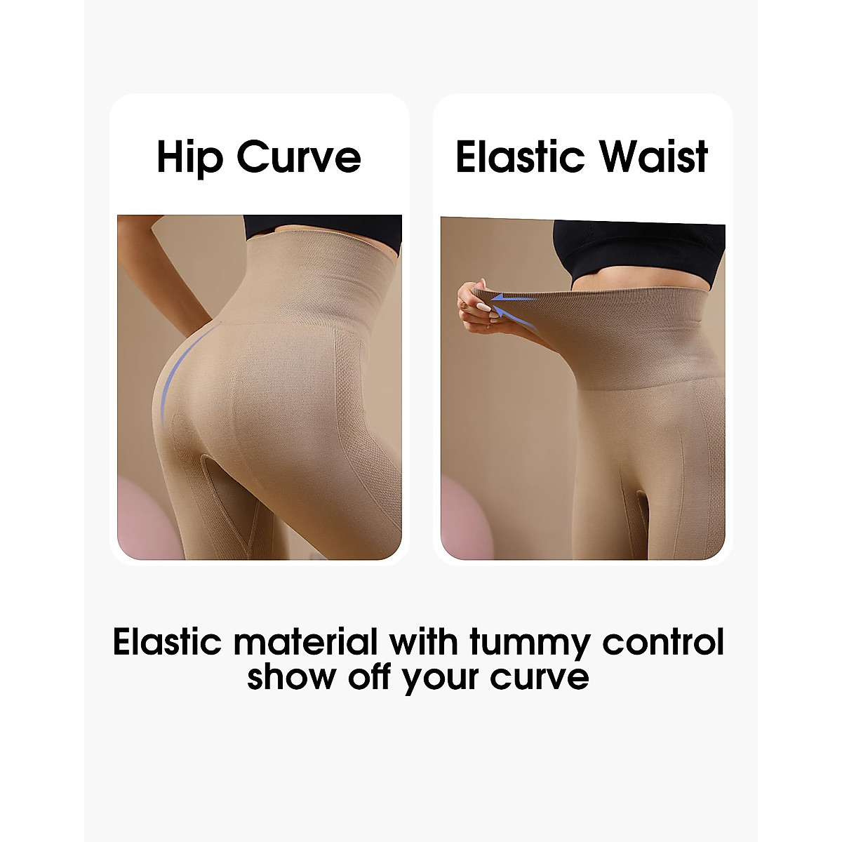 Homma Activewear Thick High Waist Tummy Compression Slimming Body Leggings Pant (Small, Mocha)