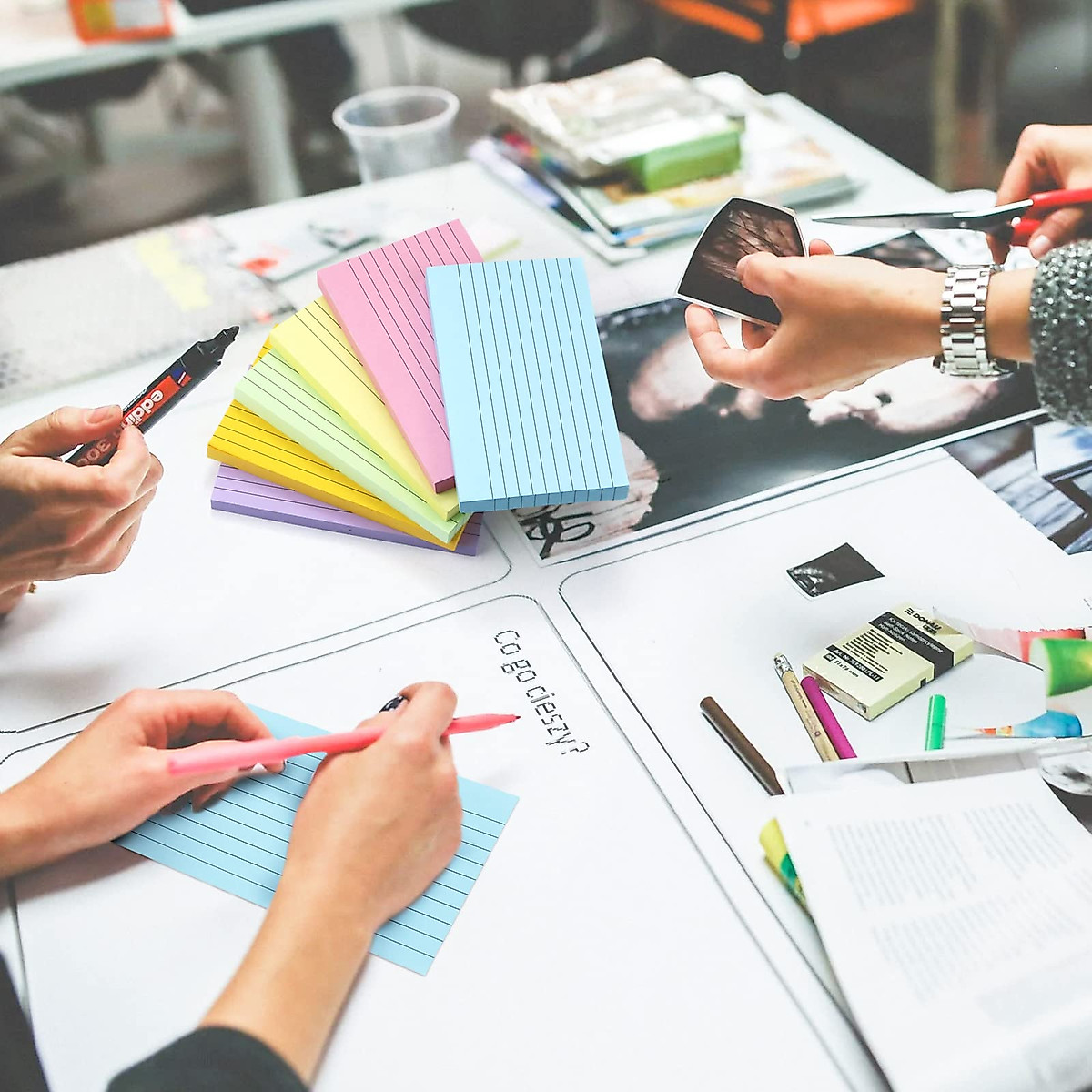 Tecmisse 1200 PCS Ruled Index Cards, 3x5 Inches Colorful Index Cards, Heavy Note Cards, Study Cards for School, Learning, Memo Scratch Pad, 6 Colors