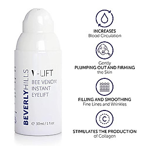 Beverly Hills V-Lift Instant Eye Lift and Eye Tuck Bee Venom Serum for Puffy Eyes, Dark Circles, Wrinkles, and Under Eye Bags Treatment for Women and Men | 30mL (120 Day Supply)