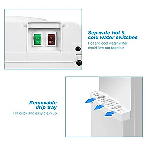 LUCKYERMORE 5 Gallon Water Cooler Dispenser Top Loading Hot and Clod Water Dispenser Freestanding with Child Safety Lock, Removable Drip Tray, ETL Listed