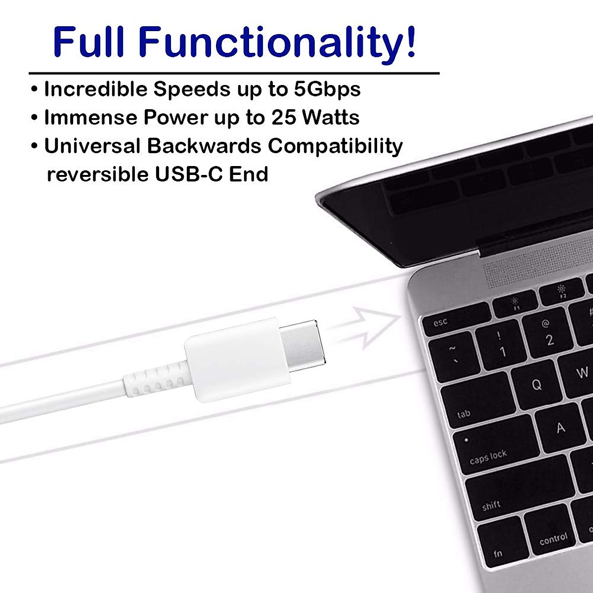 Works by VOLT PLUS TECH Original 10ft USB-C Cable Compatible with Your Sony WF-1000XM3 with Fast Charging and Data Transfer. (White 3M)