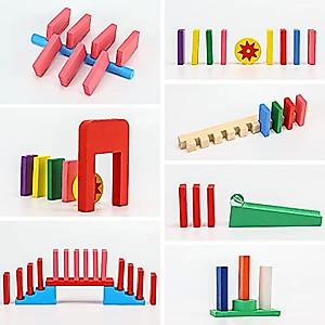 MCPINKY Super Domino Blocks, 720PCS+ Domino Starter Kit Bulk Dominoes Wooden Domino Blocks Colored Dominoes Building Block Tile Game Racing Educational Toy