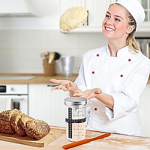 NEOBELLA Sourdough Starter Kit, 24 oz Sourdough Starter Jar with Thermometer, Feeding Date Band, Scraper, Cloth Cover, and Metal Lid. Sourdough Baking