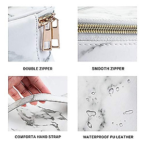 MAGEFY 3Pcs Makeup Bags Portable Travel Cosmetic Bag Waterproof Organizer Multifunction Case with Gold Zipper Marble Toiletry Bags for Women