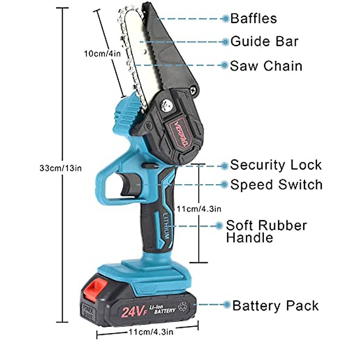 QBQCBB 24V Electric Cordless Saw Woodworking Electric Chain Saw Wood Cutter Suitable for Tree Pruning, with 1 Sets of Battery Portable Garden Cutting, Bamboo Cutting with Battery and Charger