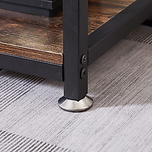 VECELO Bookcase with Doors/Drawers, Industrial 4-Tier Bookshelf Display Shelf Storage Cabinet for Books, Photos, Decorations, in Living Room,Bedroom, Home Office, Rustic Brown