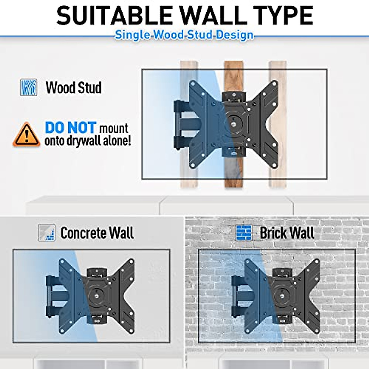 MOUNTUP UL Listed TV Monitor Wall Mount Swivel and Tilt for Most 14-42 Inch LED LCD Flat Curved TVs, Full Motion TV Wall Mount TV Bracket with Articulating Arm, Max VESA 200x200mm up to 33lbs, MU0029