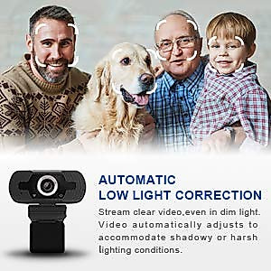 Dericam Webcam, HD 1080P Webcam with Microphone, USB Webcam, Play and Plug Streaming Webcam for PC Desktop & Laptop,for Video Calling Streaming, Conference, Gaming, Online Classes (with Tripod)