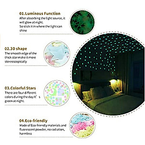 Glow Stars, Glow in The Dark Stars and Moon Wall Stickers,for Ceiling and Wall Decals, Kids Bedding Room or Party Birthday Gift (Mix Color)