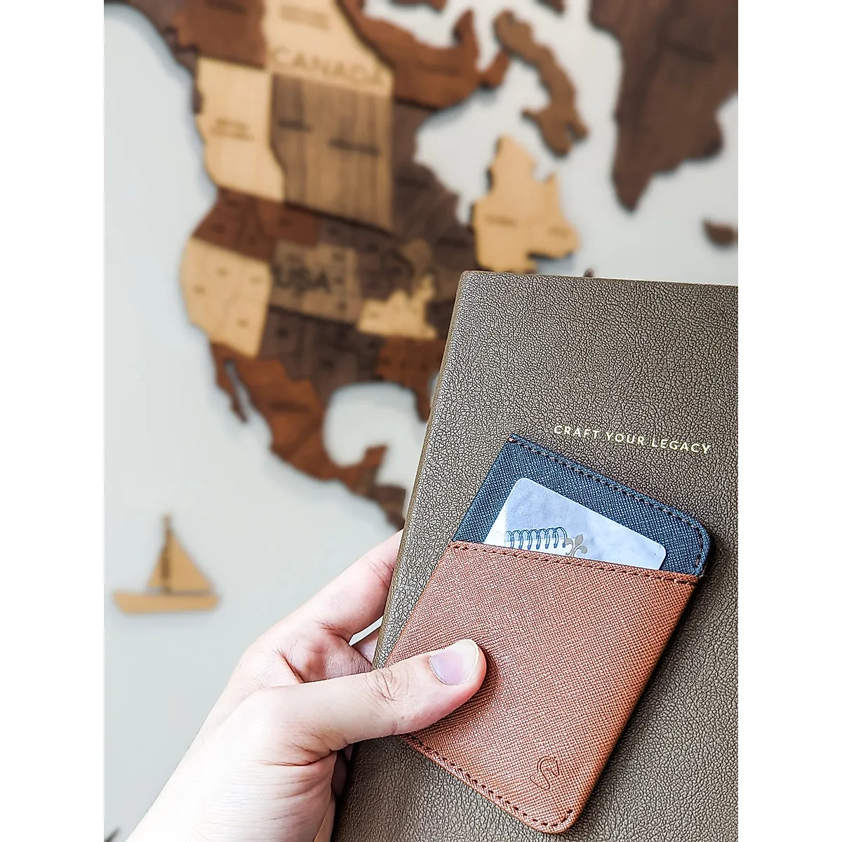 STYLIO Zippered Padfolio Binder (Black) and Slim Leather Wallet (Brown) Bundle. Perfect for Documents, iPad/Tablet, Notepad, Business Cards, IDs and Bills. Great Gift Bundle.