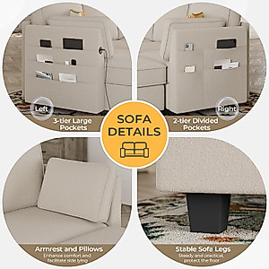 Hasuit 113'' Sectional Sofa with Storage Seats, U Shaped Convertible Sofa Couch with Large Reversible Chaise, Comfy Chenille Sofa with USB Port, Modular Sectional Sofa Couches for Living Room, Beige