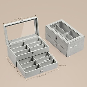 AUTOARK Ice Velvet Clear Lid 12 Piece Eyeglasses Storage and Sunglass Glasses Display Drawer Lockable Case Organizer,AW-163