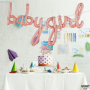 KatchOn, Baby Girl Balloons Letters - 37 Inch | Rose Gold Baby Girl Balloon, Baby Shower Decorations | Its A Girl Balloon for Baby Girl Shower Decorations | Its A Girl Sign, Gender Reveal Decorations