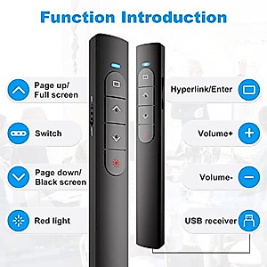 Wireless Presenter Remote, USB-A Presentation Clicker for PowerPoint Presentations Pointer, Google Slide Advancer Projector Smart Board Slideshow PPT Clicker for Mac/Computer/Laptop/Office