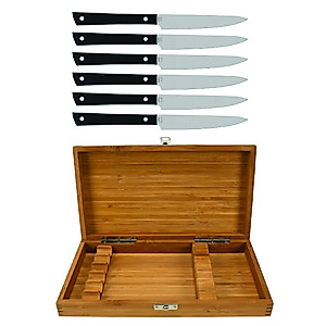 Kai Pro Steak Knife Set, 6 Steak Knives, Bamboo Box