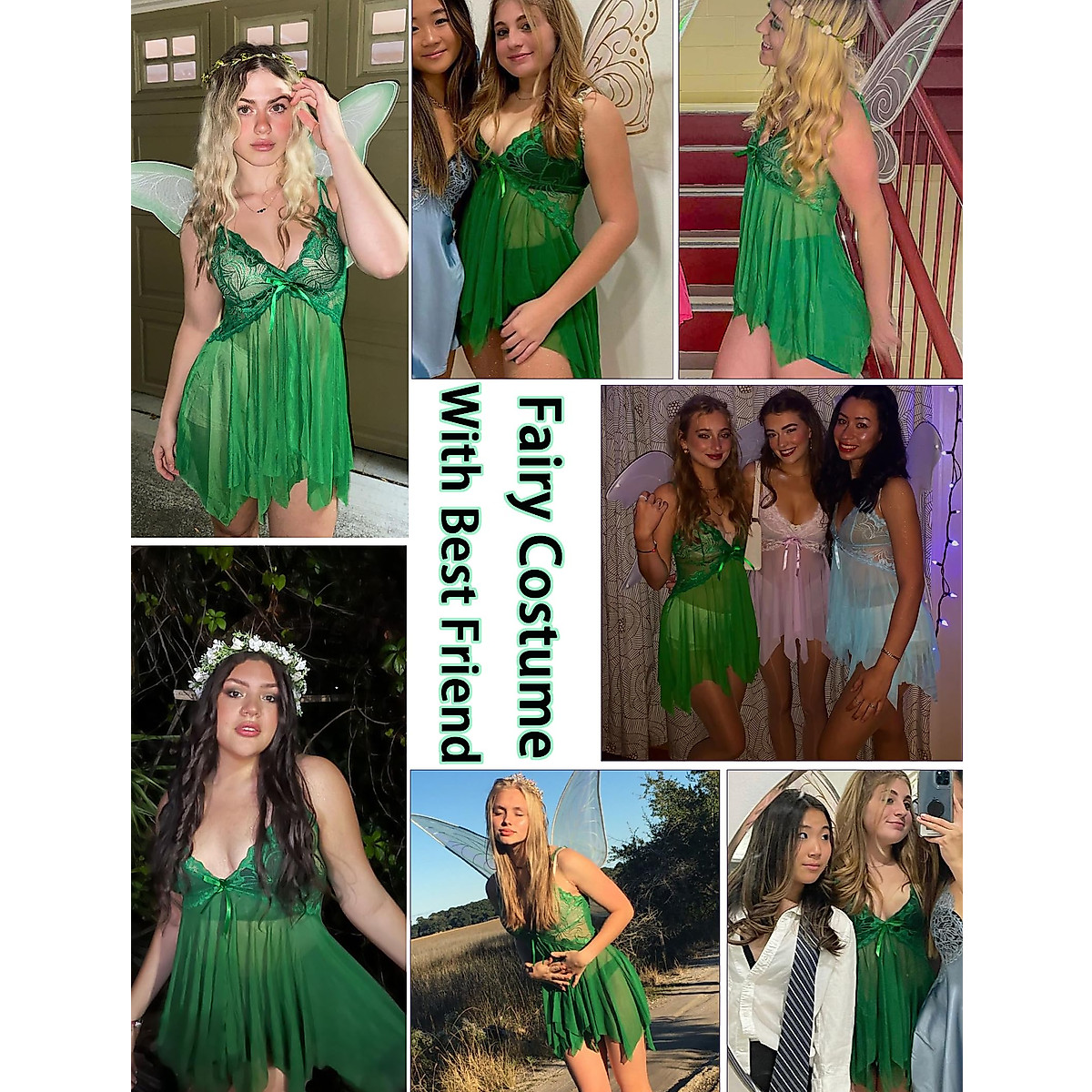 Avidlove Green Christmas Lingerie for Women Santa Clause Lingerie Negligee Babydoll