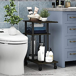 Furinno Turn-N-Tube U Shape Sofa Side Table with Casters, Espresso/Black