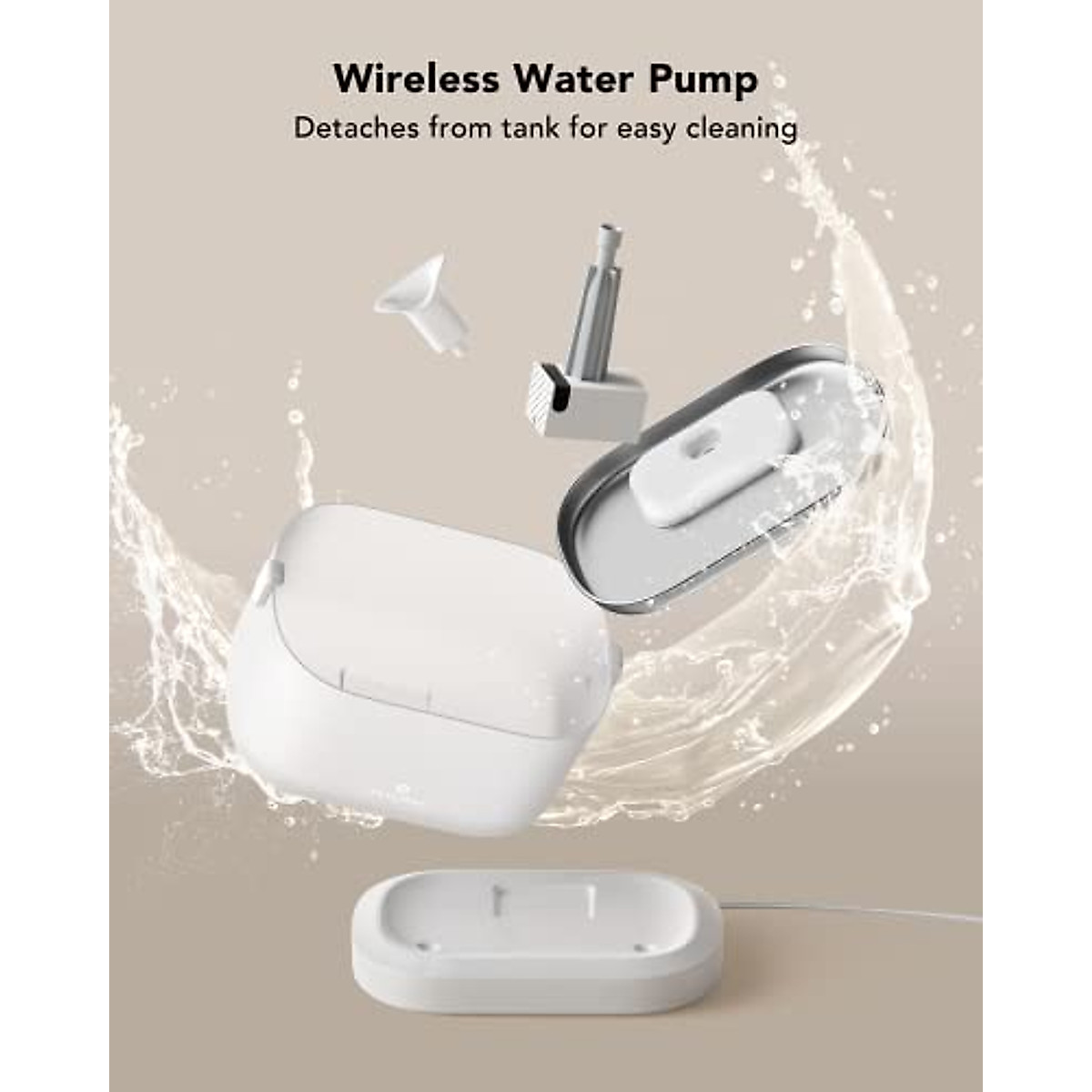 PETLIBRO Cat Water Fountain Stainless Steel with Wireless Pump, 2.5L/84oz Dockstream Automatic Pet Water Fountain for Cats Inside, Easy to Clean, BPA-Free Dog Water Dispenser with Two Flow Modes,White