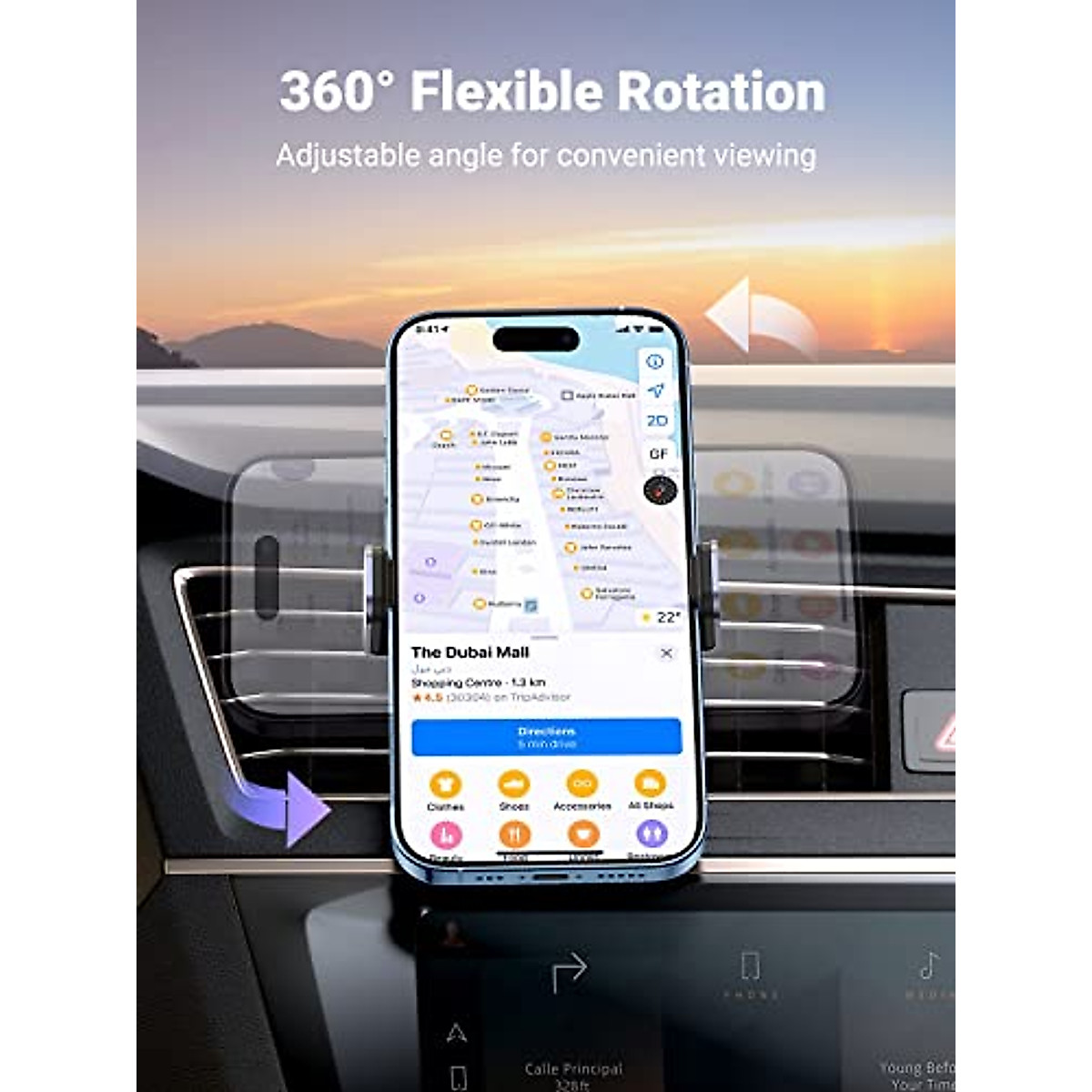 UGREEN Car Vent Phone Mount Air Vent Clip Holder Cell Phone Car Mount Compatible with iPhone 14 13 12 Pro Max Mini Plus, iPhone 11 SE XS XR 8 7 6 6S Smartphone