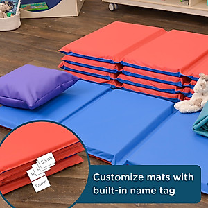 Children’s Factory 2 Inch Thick Rest Mats for Preschool, 4-Section Nap Mats for Daycare, Nursery, Classroom, Red-Blue, 5 count (Pack of 1)