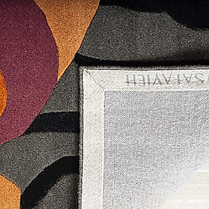 SAFAVIEH Soho Collection 3'6" x 5'6" Grey/Orange SOH853B Handmade Abstract Premium Wool & Viscose Area Rug