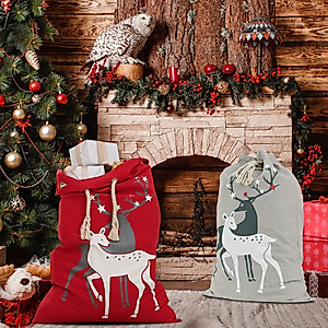 THOVSMOON Christmas Bag Santa Sack with Drawstring Reindeer Red Delivery Design Gift Bag Xmas Presents Large Size 19.5"x27.5"（Red Reindeer）