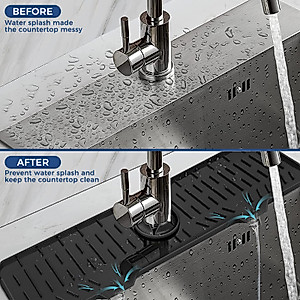 24" Kitchen Sink Faucet Splash Guard Plus Size Silicone Sink Faucet Drying Mat Faucet Handle Drip Catcher Tray Dish Sponge Holder Kitchen Sink Accessories Protector Home Organization Gadgets Organizer