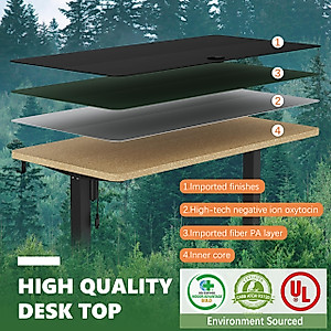 Monomi Electric Height Adjustable Standing Desk, 48x24 Inches, Ergonomic Home Office Sit/Stand Up Desk (Black Steel Frame/Black Top)