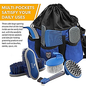 Harrison Howard Premium Horse Grooming Organizer Bag Horse Grooming Tote Bag-Champion Blue