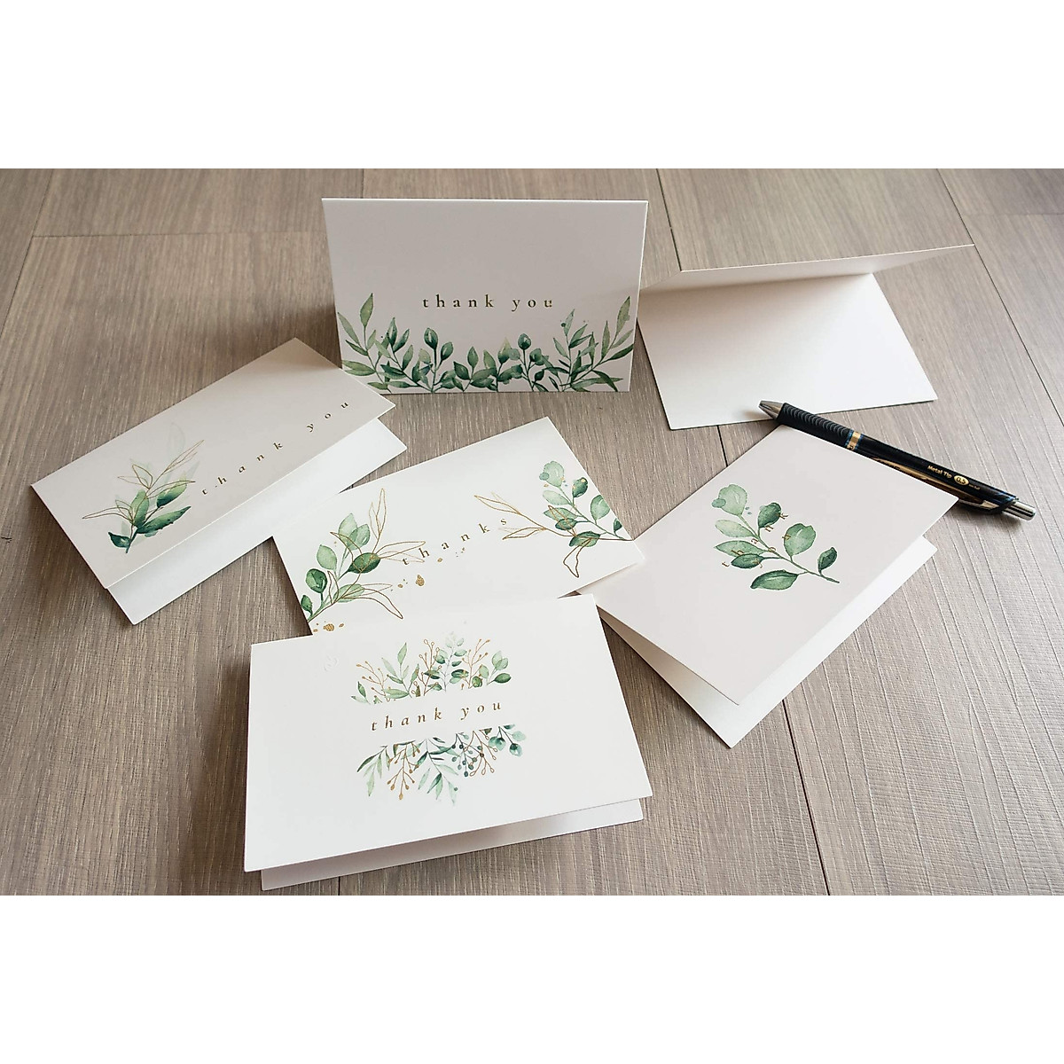 Gooji 4x6 Golden Greenery Thank You Cards with Envelopes (Bulk 36-Pack) | Wedding Thank You Cards, Bridal Shower Thank You Cards, Birthday Party, Baby Shower, Blank Notes Small Business