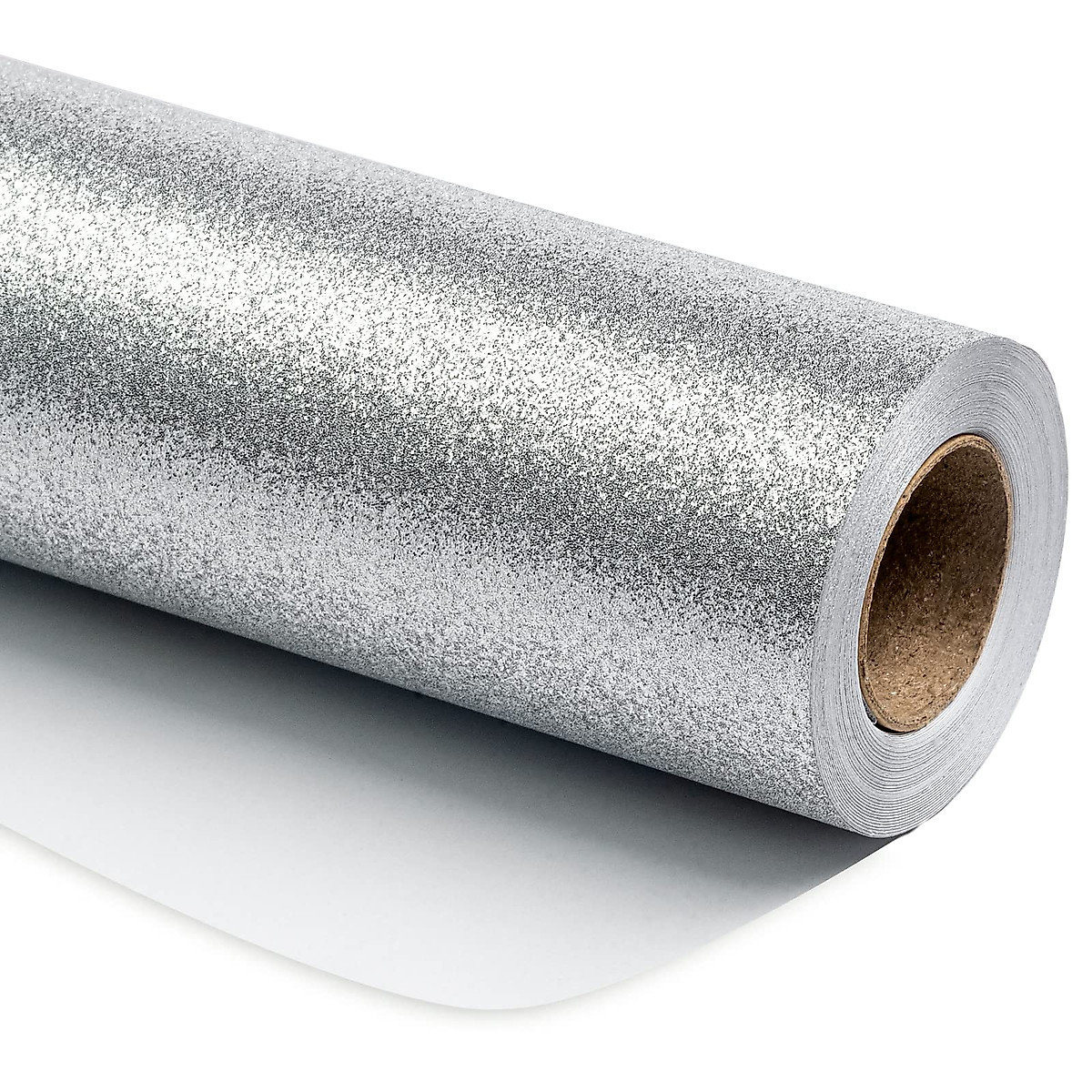 RUSPEPA Glitter Wrapping Paper - Mini Roll - Solid Color Glitter Sparkle Paper Perfect for Wedding, Birthday, Baby Shower, Party - 17 Inch X 32.8 Feet - Silver