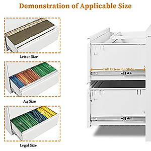 Bonnlo Classic White 2 Drawer File Cabinets for Home Office, Metal Lockable File Cabinet for Letter/Legal Size File Folders, Wide Lateral File Cabinet and Printer Stand, Simple Assembly Required