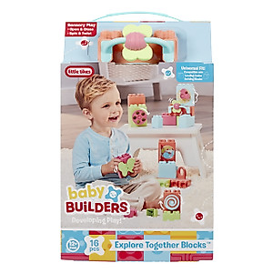 Little Tikes Baby Builders - Explore Together Blocks First Blocks for Babies and Toddlers, Boys and Girls, Easy to Connect, Sensory Play