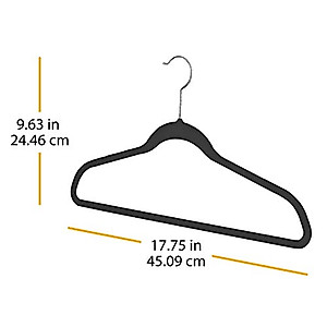 Whitmor Flocked Suit Hangers Set of 15 Black