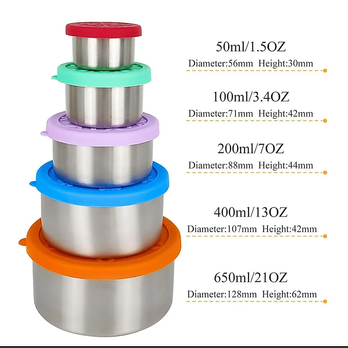 stainless steal containers with silicone lids, metal food containers with lids, stackable stainless steel food containers, lunch conteiners, food containers, food storage, containers, storage,