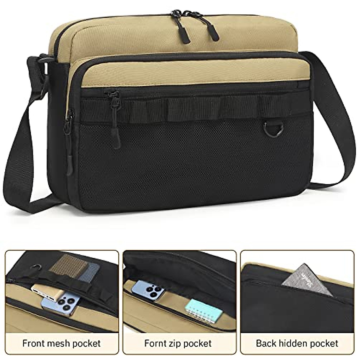 El-fmly Messenger Bag for Men Women, Multi-pocket Crossbody Shoulder Bag for Daily Use, Outdoor, Sports, Travel (Navy Blue)