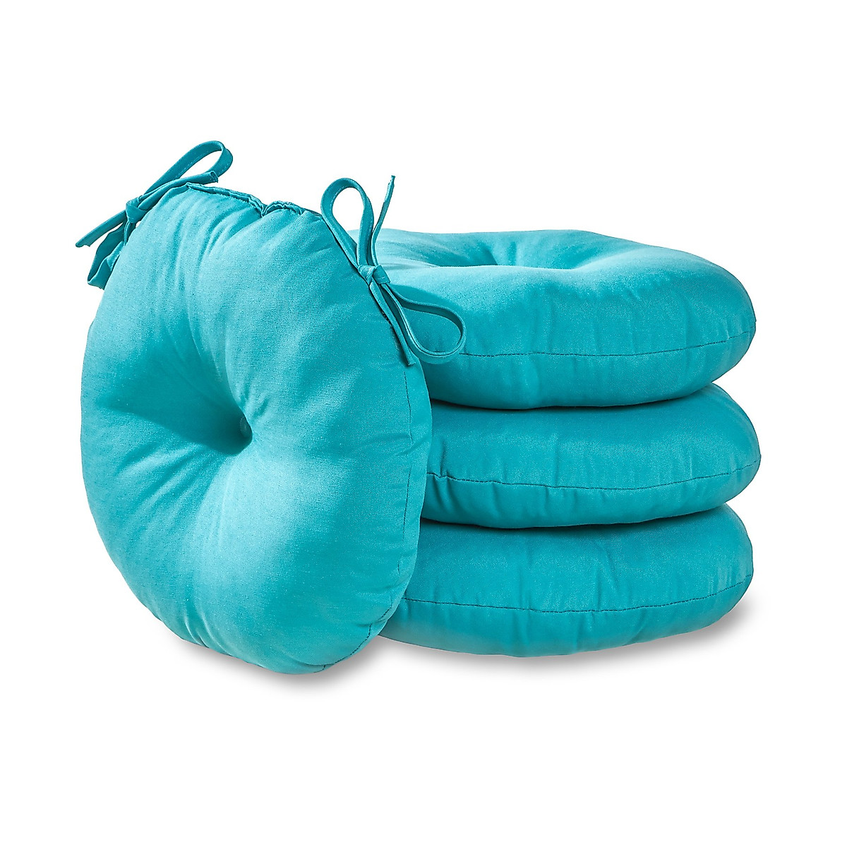 Greendale Home Fashions 15-inch Outdoor Round Bistro Seat Cushion, 4 Count (Pack of 1), Arctic