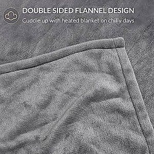 HOMLYNS Heated Blanket Heated Throw, Electric Blanket with 3 Hours Timer Auto-Off & 4 Heating Levels, Double-Layer Flannel Heating Blanket with ETL Certification, Machine Washable (50" x 60", Grey)