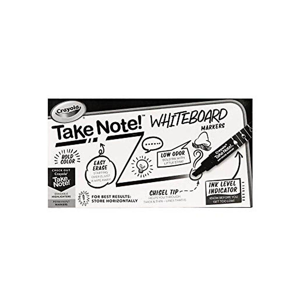 Crayola Take Note Black Dry Erase Markers, Kids At Home Activities, Chisel Tip, Office & School Supplies, 12 Count