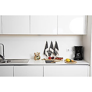 SMYRNA TURKISH COTTON Herringbone Series Kitchen Dish Towels Pack of 6, Machine Washable Wash Cloths, Ultra Soft, Absorbent, Prewashed and Quick Dry Turkish Dish Towels, 12x12 Inch (Black)