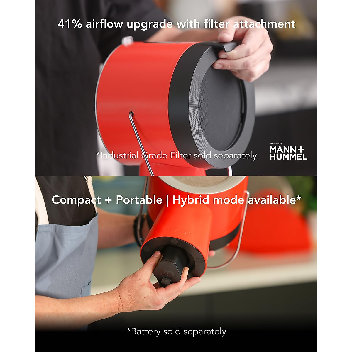 AirHood Portable Range Hood 2 | Corded & Cordless Design (Battery Purchased Separately) | Enhanced Airflow & LED Touch Panel – Perfect for Indoor Cooktops & RV Vents - Midnight Black