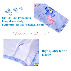 UMELOK Baby Girls Swimsuit One Piece Full Zip with Long Sleeve UPF 50+ Sun Protection Sunsuit Purple-Geranium,12M