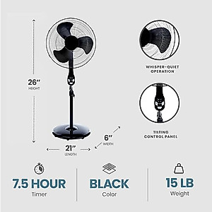 Utilitech 18-in 3-Speed Indoor Stand Fan With Timer and Remote Control
