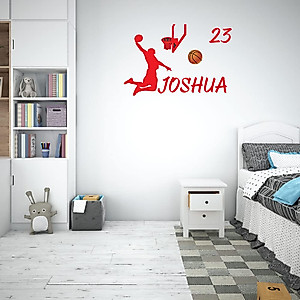 Basketball Player Personalized Name Nursery Wall Decal Vinyl Sticker | Multiple Font Options | Custom Kids Room Décor | Bedside Decals | Children’s Room | Car | Laptop