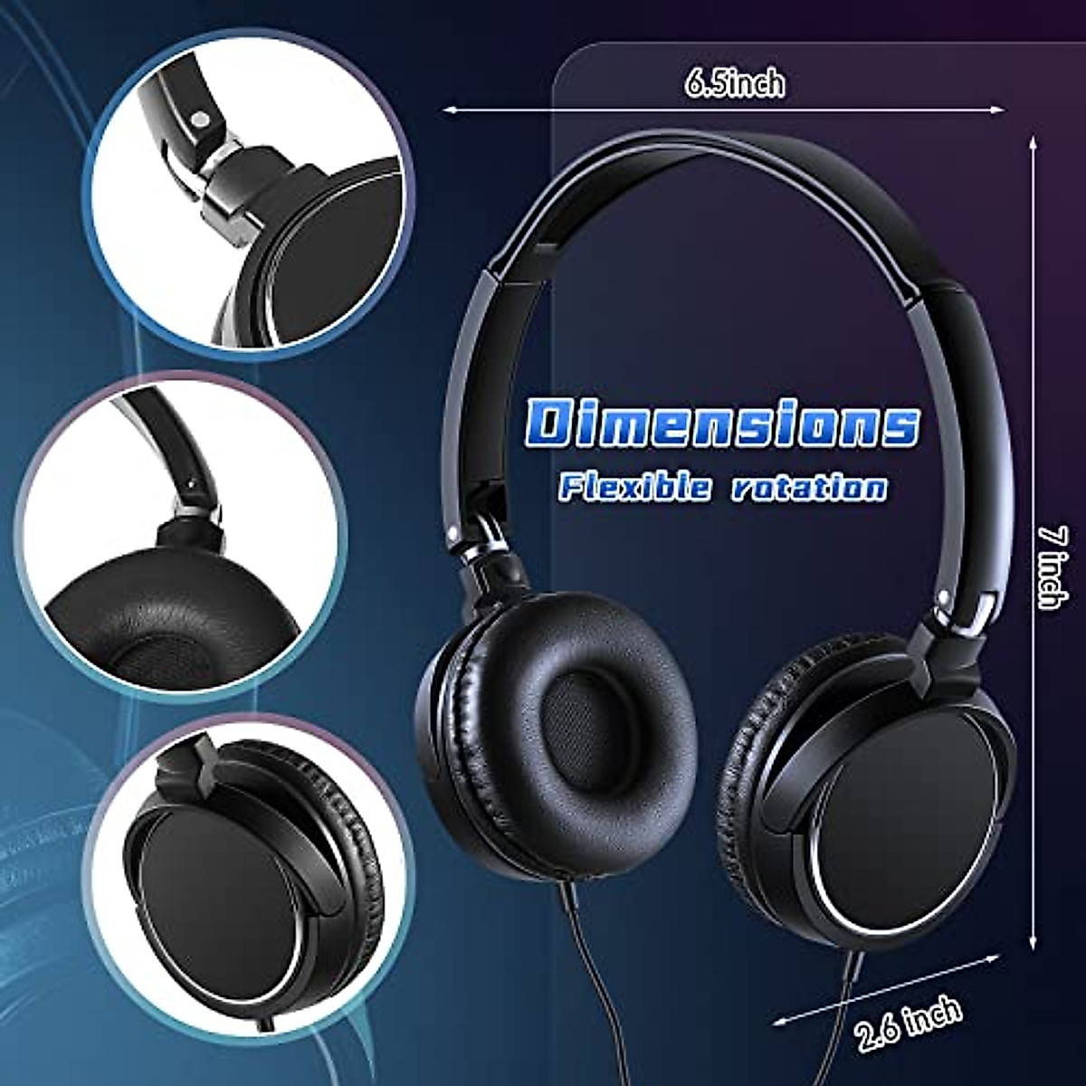 24 Pack Classroom Headphones Bulk Student Headphones with Microphone Kids Earphones for School, Adjustable over Ear Headphones Class Set Earbuds Wire Headphones for School Students Kids (Black)