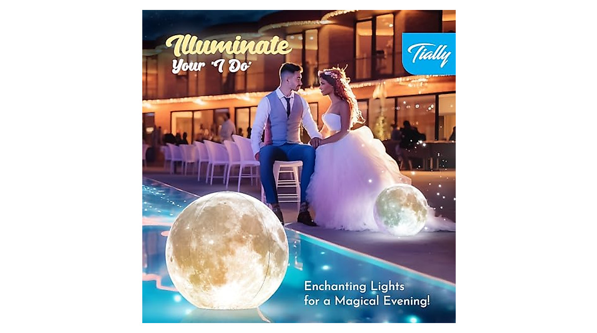 Full Moon Solar Floating Pool Lights - 14" LED Glow Balls
